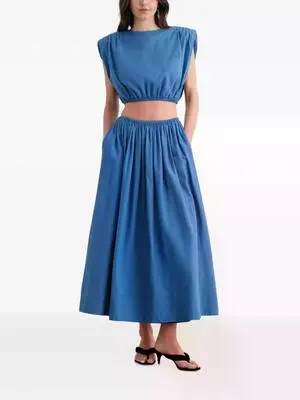 TOCCIN Sirelle Padded-shoulder Cropped Blouse - Blue