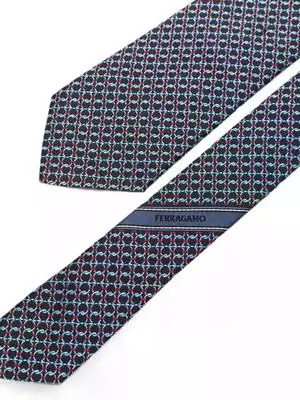 FERRAGAMO Gancini Pattern Silk Tie