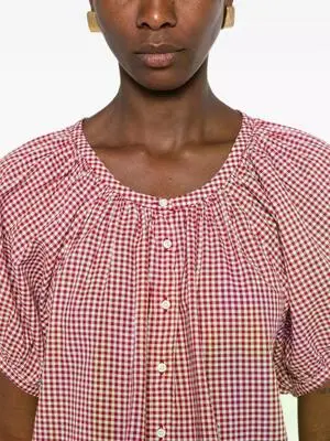 DÔEN June Blouse /white Check - Red