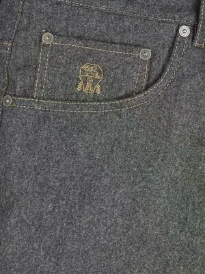 Brunello Cucinelli Straight-leg Embroidered Logo Trousers