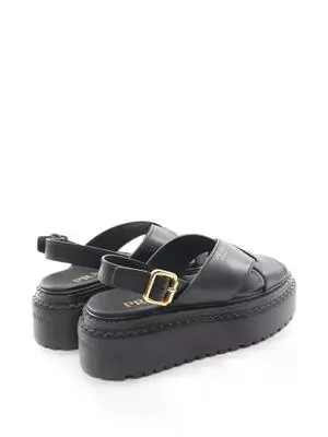 Prada Criss-cross Platform Sandals - Black