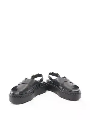 Prada Criss-cross Platform Sandals - Black