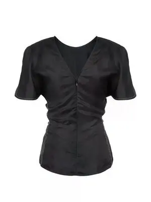 Victoria Beckham Gathered Floral-print Top - Black