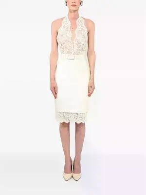 ROWEN ROSE Lace-trim Vinyl Skirt - Neutrals