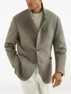 Brunello Cucinelli Lightweight Water-resistant Cashmere Blazer With Stand Collar
