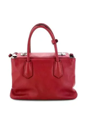 Prada Turnlock Twin Tote Saffiano Leather Mini Satchel - Red