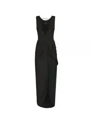 TALLER MARMO Grand Sahara Lace-up Swimsuit And Pareo Set - Black