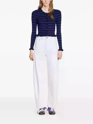 Sandro Striped Ruffle-trim Cardigan