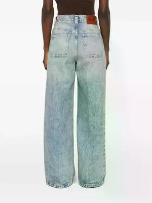 Sandro Leather-trim Wide-leg Jeans