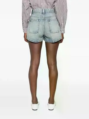 Sandro Leather-trimmed Patch-pocket Denim Shorts