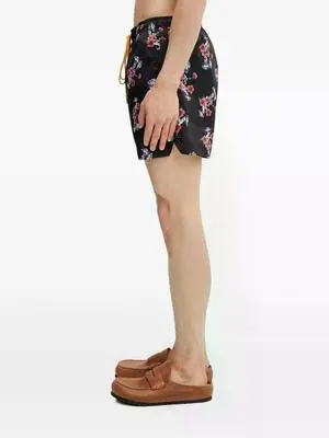 Rhude Floral Print Drawstring Swim Shorts - Black