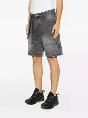 YES LONDON Distressed Chain-detail Shorts