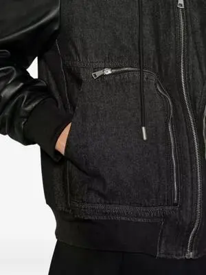 YES LONDON Contrast Sleeve Hooded Denim Jacket