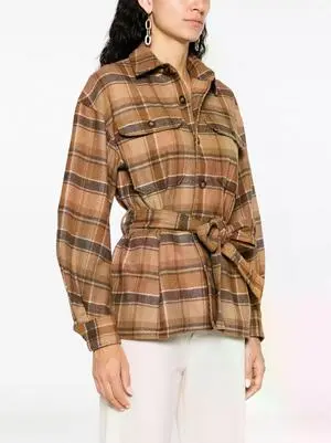 Polo Ralph Lauren Wool Blend Plaid Check Belted Shirt