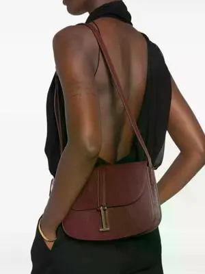 TOM FORD T-clasp Grained Leather Shoulder Bag - Red