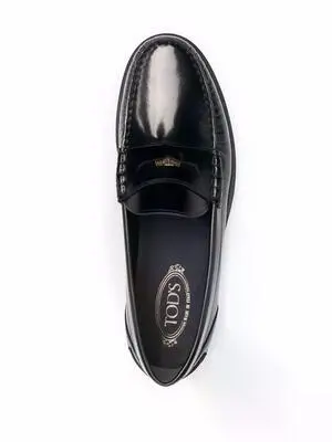 TOD'S Logo Plaque Leather Loafers