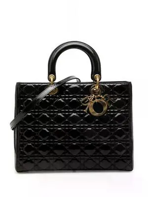 Dior Lady Patent Cannage Satchel - Black