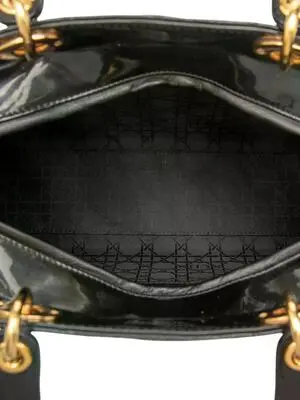 Dior Lady Patent Cannage Satchel - Black