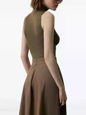 Ralph Lauren Ribbed Knit Mock Neck Tank Top - Brown