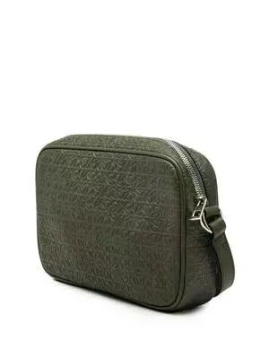 Loewe Embossed Anagram Leather Wristlet Pouch Clutch Bag - Green