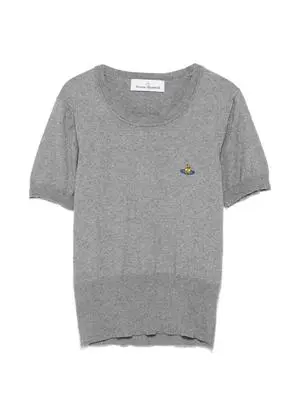 VIVIENNE WESTWOOD Bea Orb-embroidered Ribbed Top - Grey