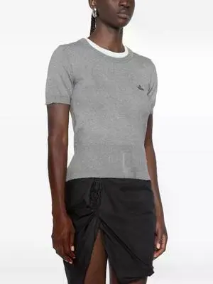 VIVIENNE WESTWOOD Bea Orb-embroidered Ribbed Top - Grey