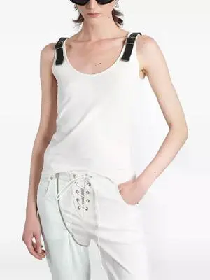 ANGELICA MONTINI Leather Buckle-strap Top