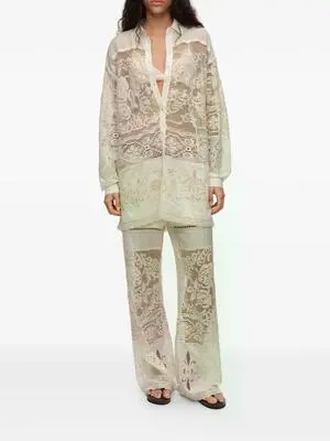 Bimba Y Lola Lace Embroidered Flared Trousers