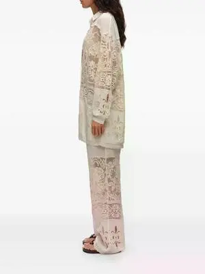 Bimba Y Lola Lace Embroidered Flared Trousers