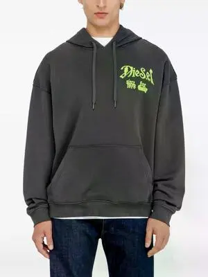 DIESEL® Cotton Hoodie With Flocked Graphics