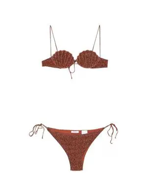Oseree Lumière Flitter-effect Swimsuit - Brown