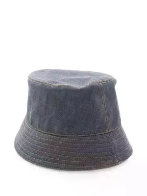 Prada Logo Plaque Denim Bucket Hat