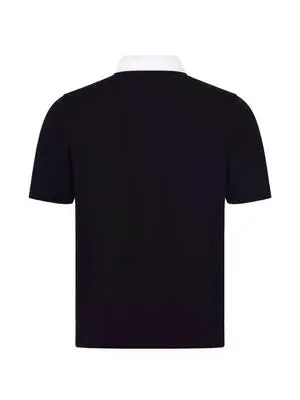 Alpha Studio Contrast-collar Short-sleeve Polo Shirt