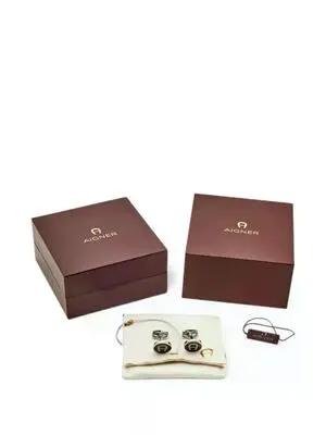 AIGNER Round-shape Enamel Cufflinks