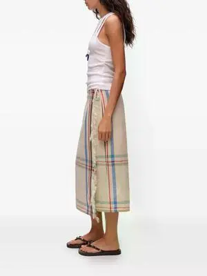 Bimba Y Lola Check-pattern Fringed Midi Skirt