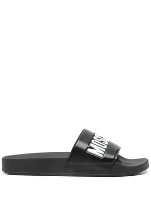Moschino Embossed Slides - Black