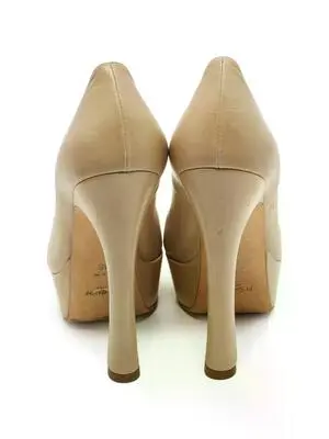 Saint Laurent Palais Platform Peep-toe Pumps - Neutrals