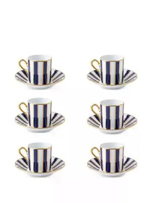 GINORI 1735 Impero Amadeus Striped Coffee Set - Blue