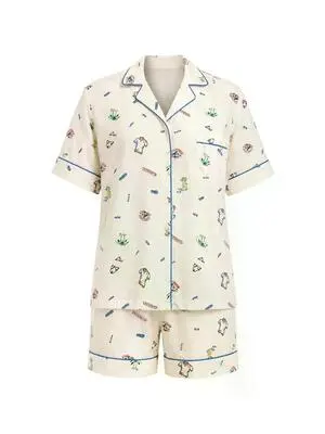 Polo Ralph Lauren Graphic-print Piped Pajamas - Neutrals