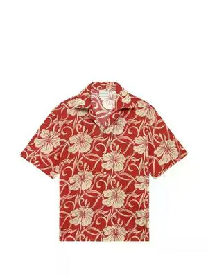 Drole De Monsieur Hibiscus-monogram Print Shirt - Red