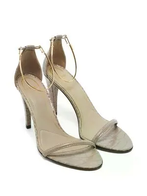 Fendi Leather Croc-embossed Ankle-strap Sandals