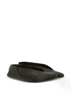 THE ROW V-neck Leather Loafers