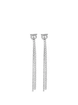 FERRAGAMO Gancini Crystal-embellished Drop Earrings - Silver