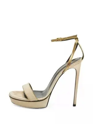 Saint Laurent Gold Tone Sandals For Women
