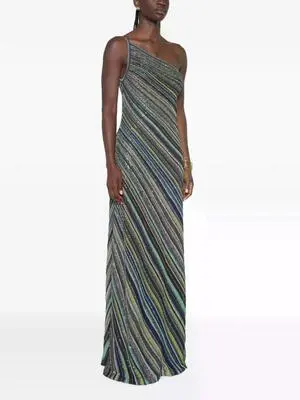Missoni One-shoulder Maxi Dress With Green Sequin Embellishment