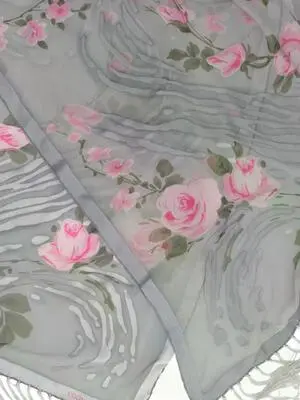 Vintage Floral-print Fringed Scarf