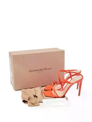 GIANVITO ROSSI Red Leather Square-toe Sandals