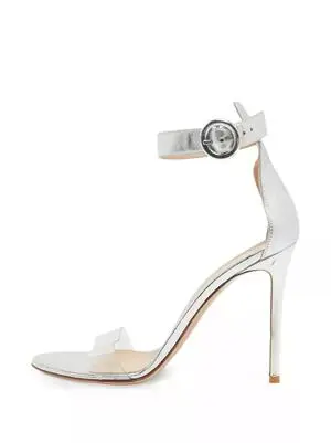 GIANVITO ROSSI Metallic Portofino Ankle-strap Sandals - Silver