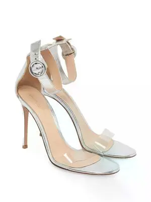 GIANVITO ROSSI Metallic Portofino Ankle-strap Sandals
