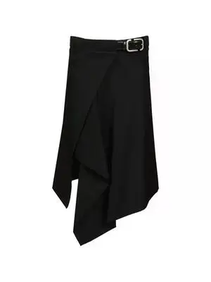 Attico Belted Asymmetric Skirt - Black